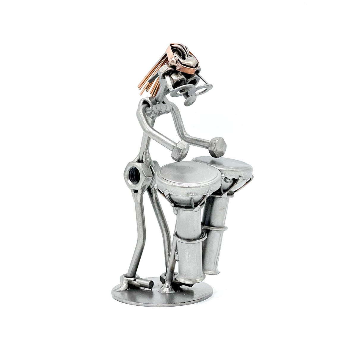 Bongo Player Figurine Handmade Metal Art Gift for Music Lovers Creative ...