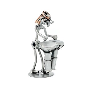 Bongo Player Figurine Handmade Metal Art Gift for Music Lovers Creative ...