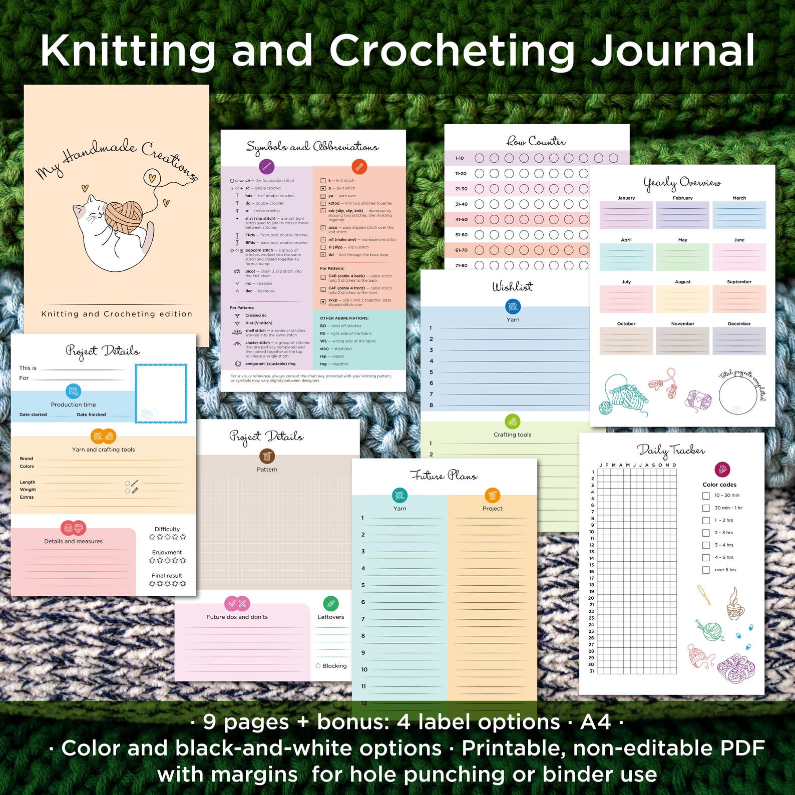 Knitting and Crochet Project Journal: Handmade Tracker (printable PDF ...