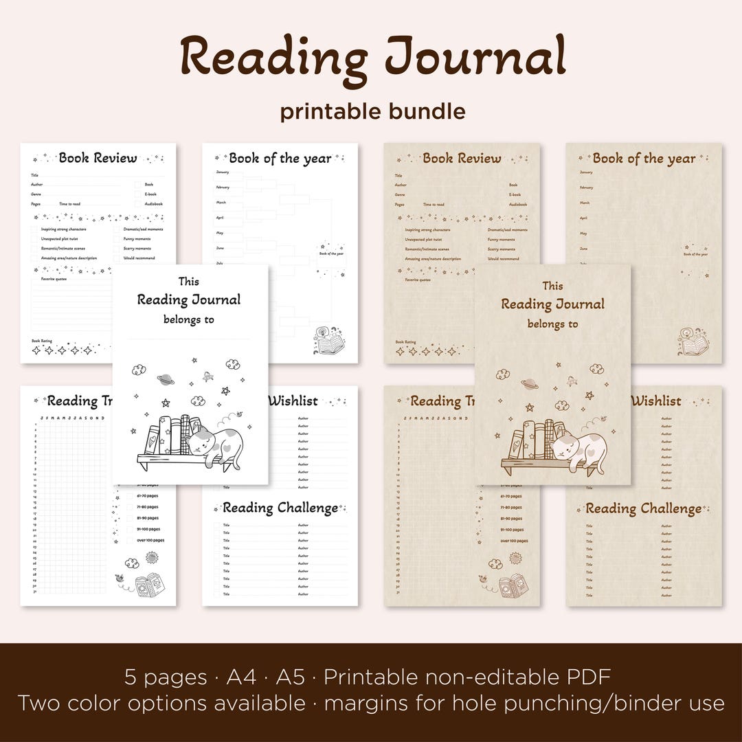 Printable Reading Journal | Reading Log | Book Tracker | Book Journal ...