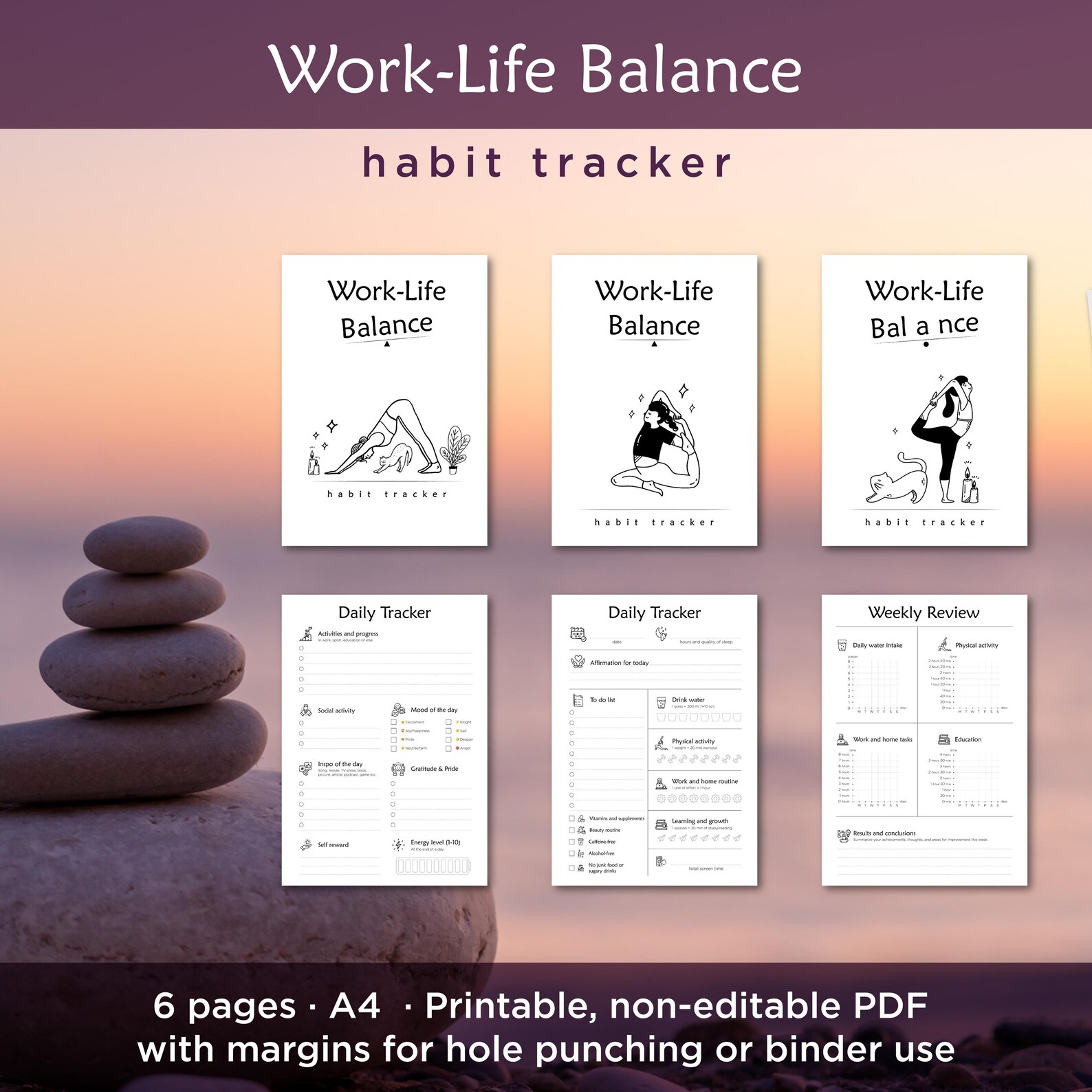 Work-life Balance Habit Tracker: Printable Journal (A4 PDF) - Etsy