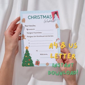 Kids Christmas Wish List Printable Letter to Santa Printable Christmas ...