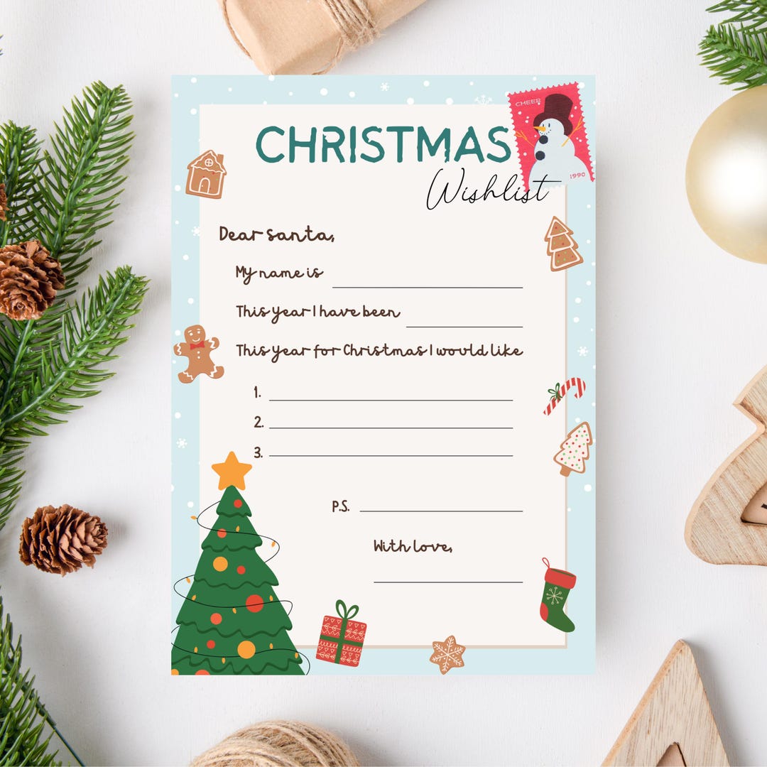 Kids Christmas Wish List Printable Letter to Santa Printable Christmas ...