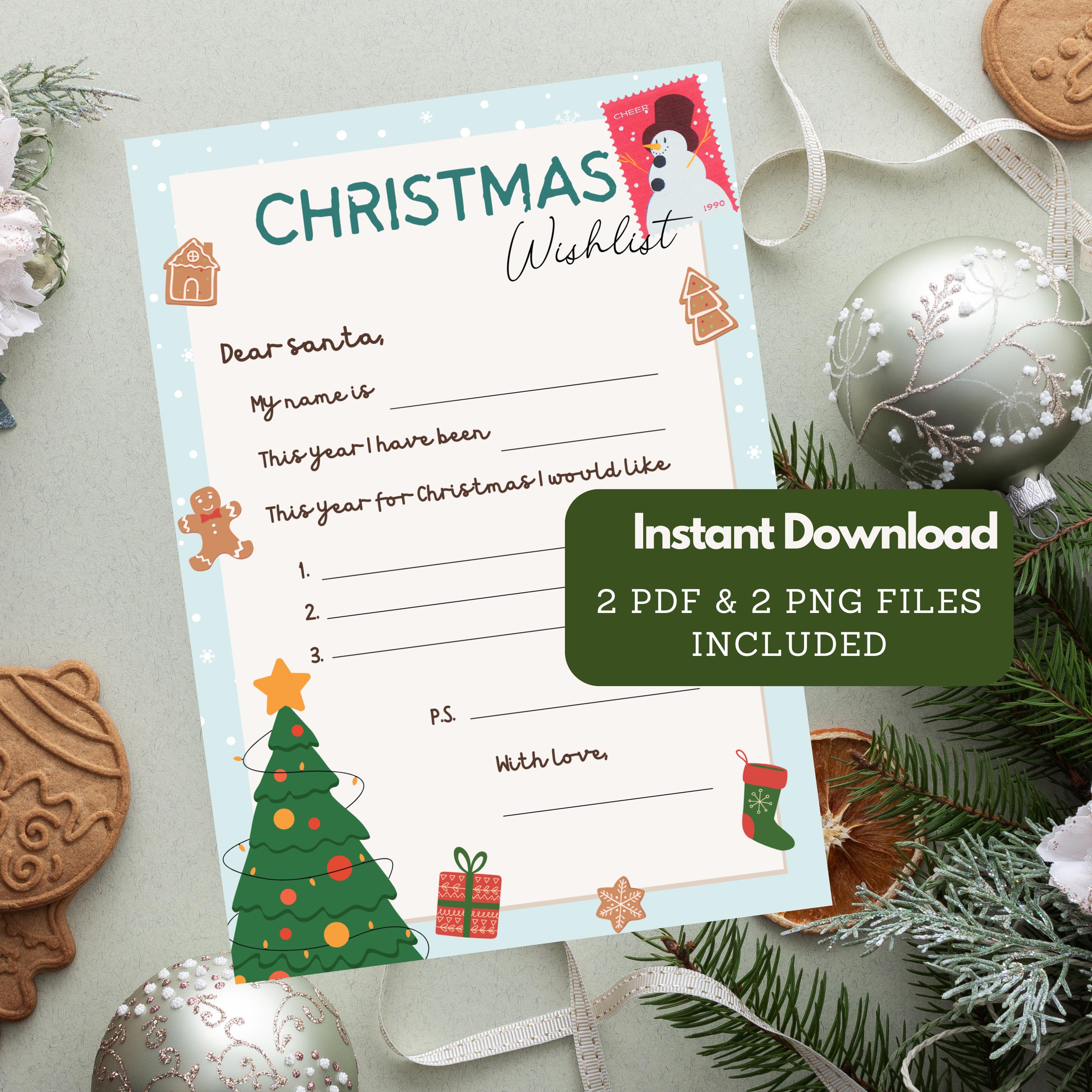 Kids Christmas Wish List Printable Letter to Santa Printable Christmas ...