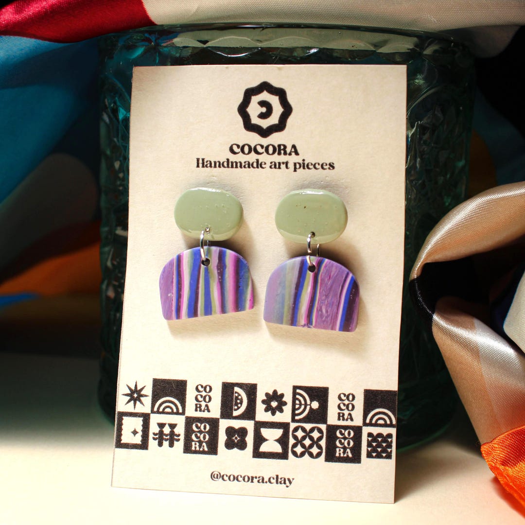 Purple Jade Polymer Clay Earrings: Lightweight Boho Jewelry - Etsy