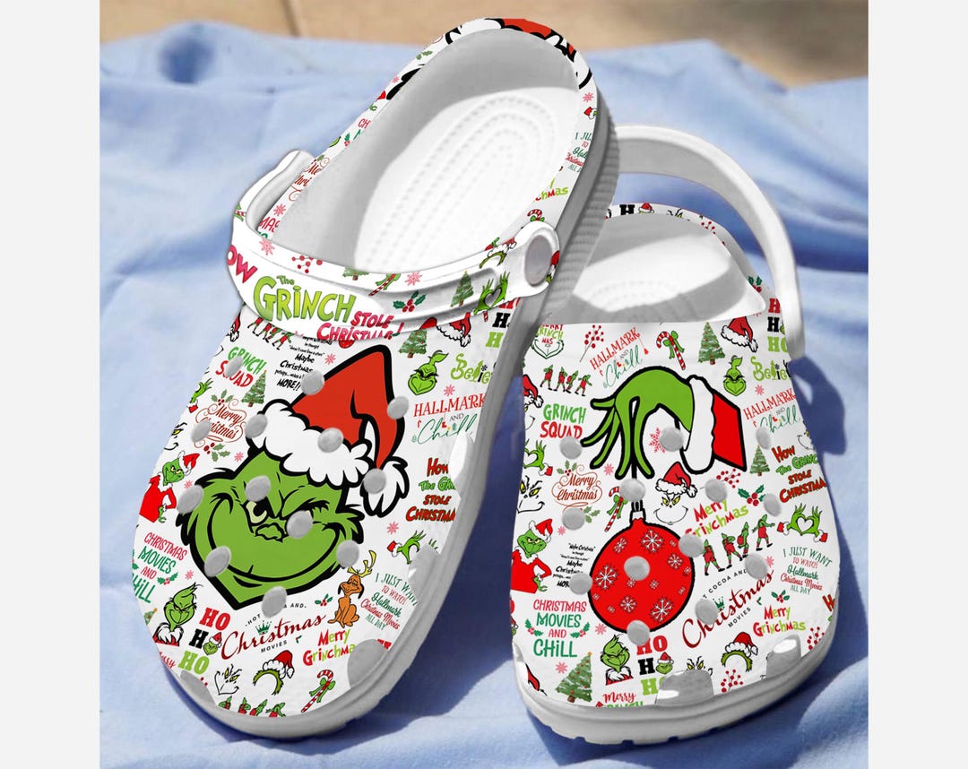 Cute Grinch Crocs Clogs, Grinch Cartoon Crocs, Cartoon Crocs, Grinch ...