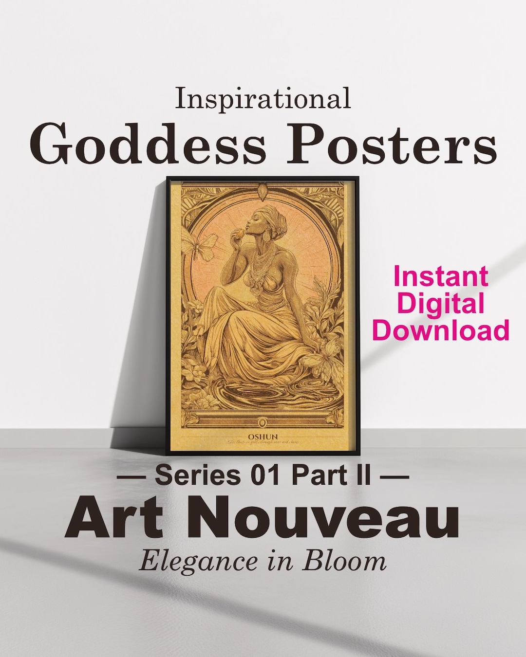 Oshun Poster - Yoruba Goddess of Love Wall Art - Art Nouveau Goddess ...