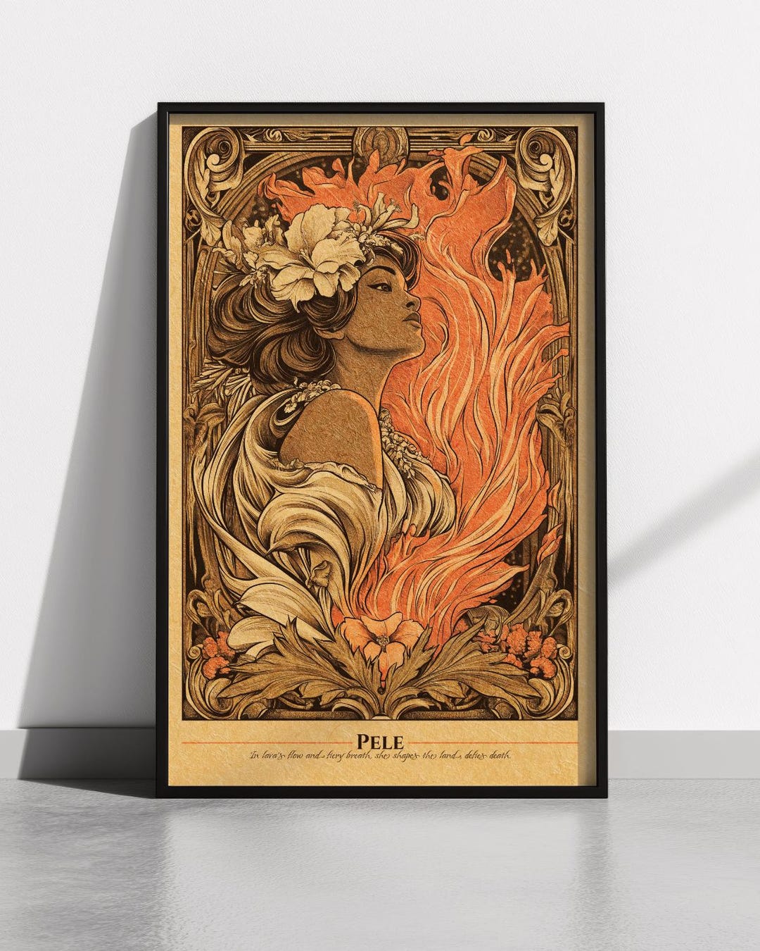 Pele Art Nouveau Poster – AI Mythological Goddess Print (digital ...