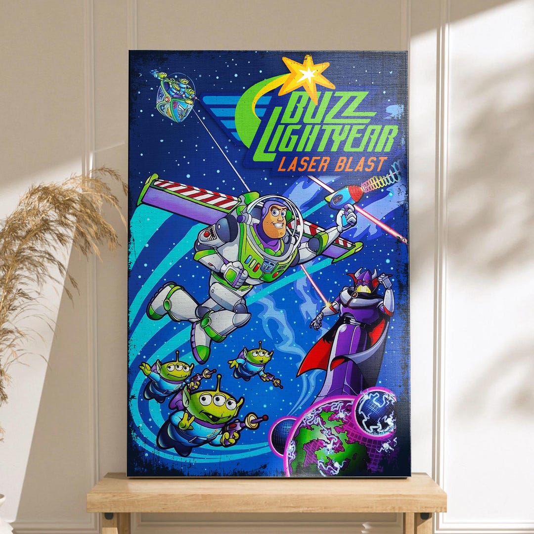 Buzz Lightyear Laser Blast Poster, Disney Toy Story Canvas, Disney ...