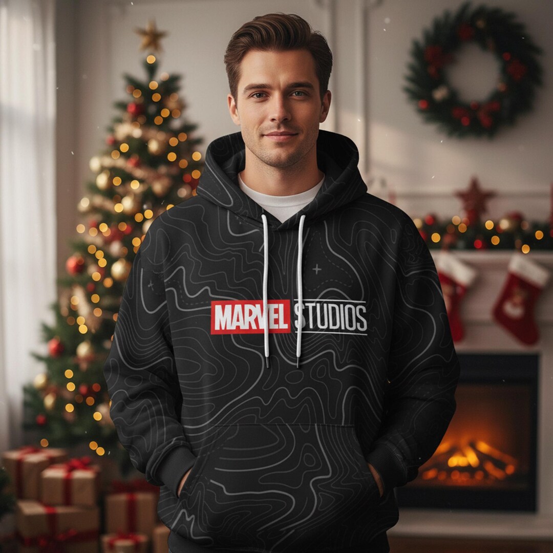 Marvel Logo Topographic Pattern All Over Print Hoodie, Avenger ...