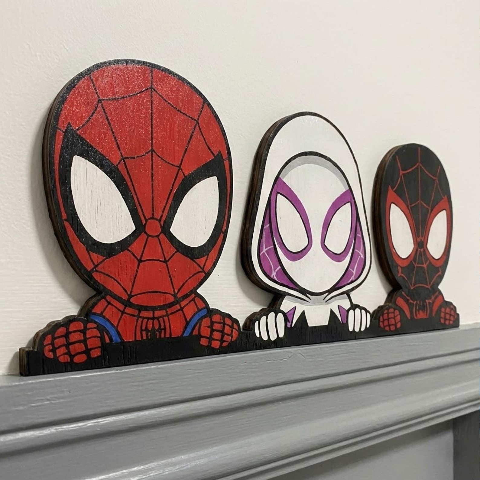 Spider-man Door Corner Sign, Peter Parker Gwen Stacy Miles Morales Wood ...
