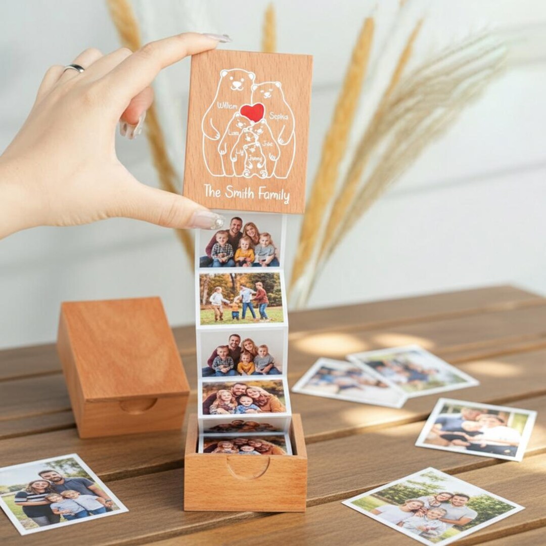 Custom Family Name Pull Out Photo Album, Customized Wooden Photo Frame ...