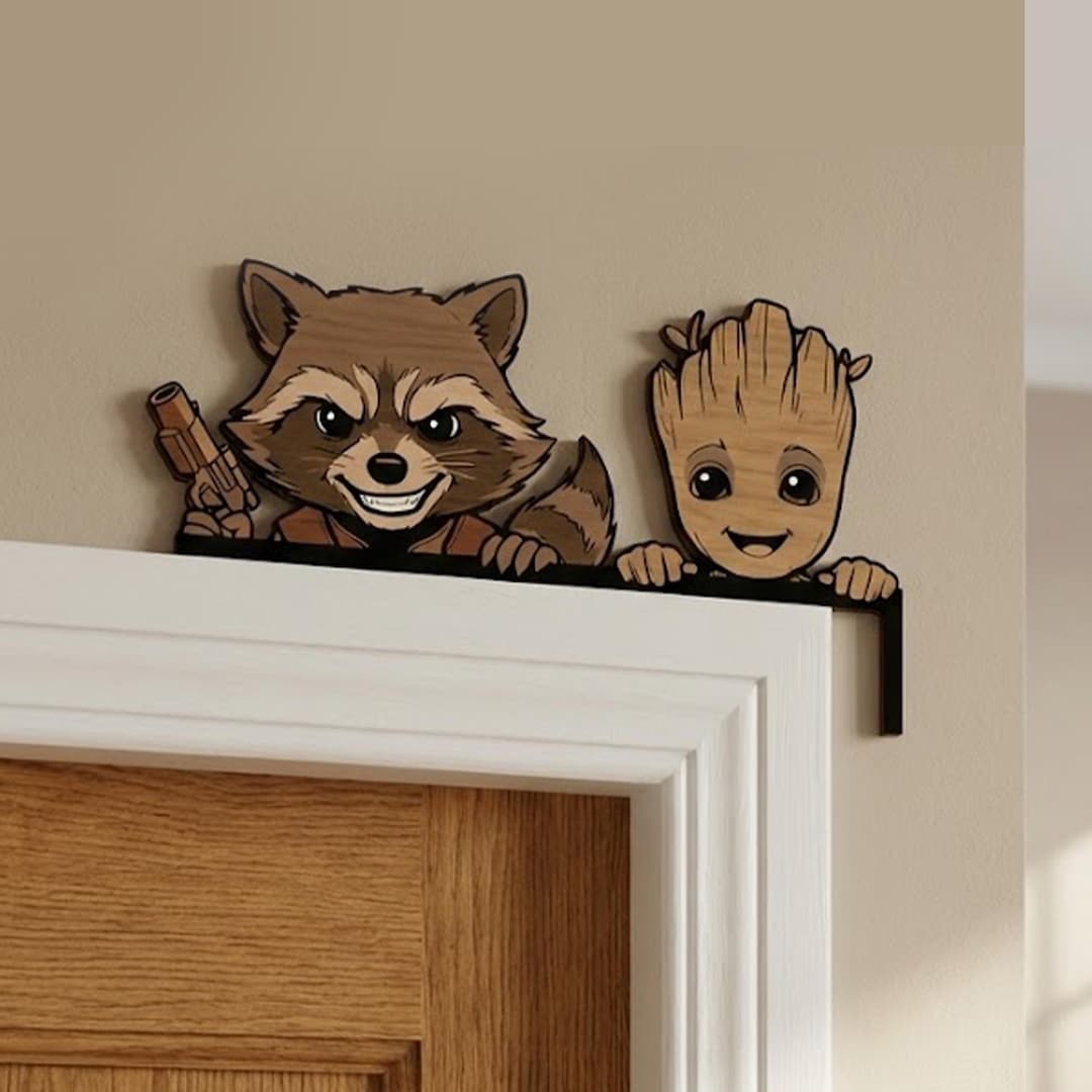 Rocket and Baby Groot Door Corner Sign, Guardians of the Galaxy Door ...