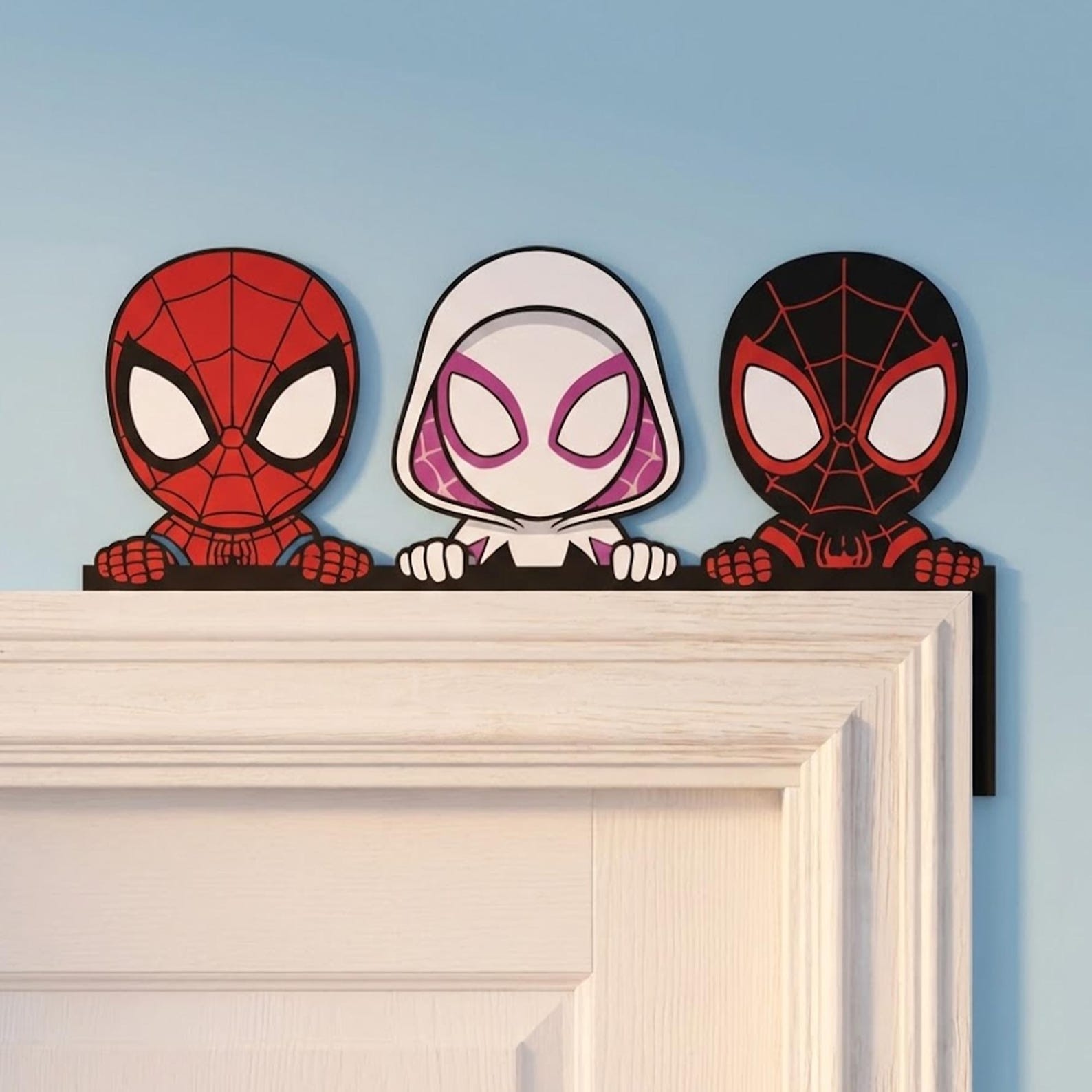 Spider-man Door Corner Sign, Peter Parker Gwen Stacy Miles Morales Wood ...