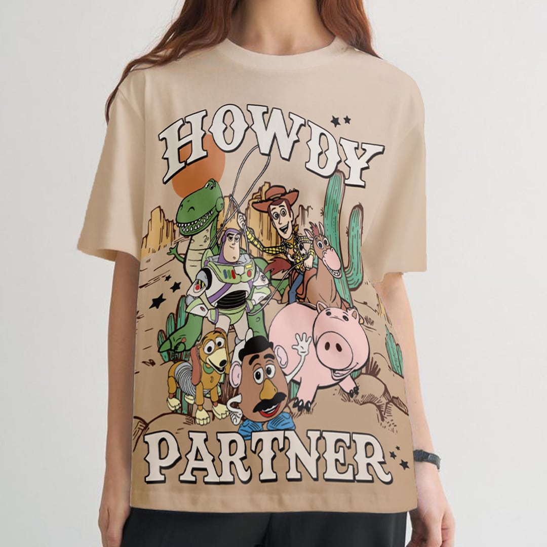 Vintage Disney Toy Story Howdy Partner All Over Print T-shirt, Woody ...