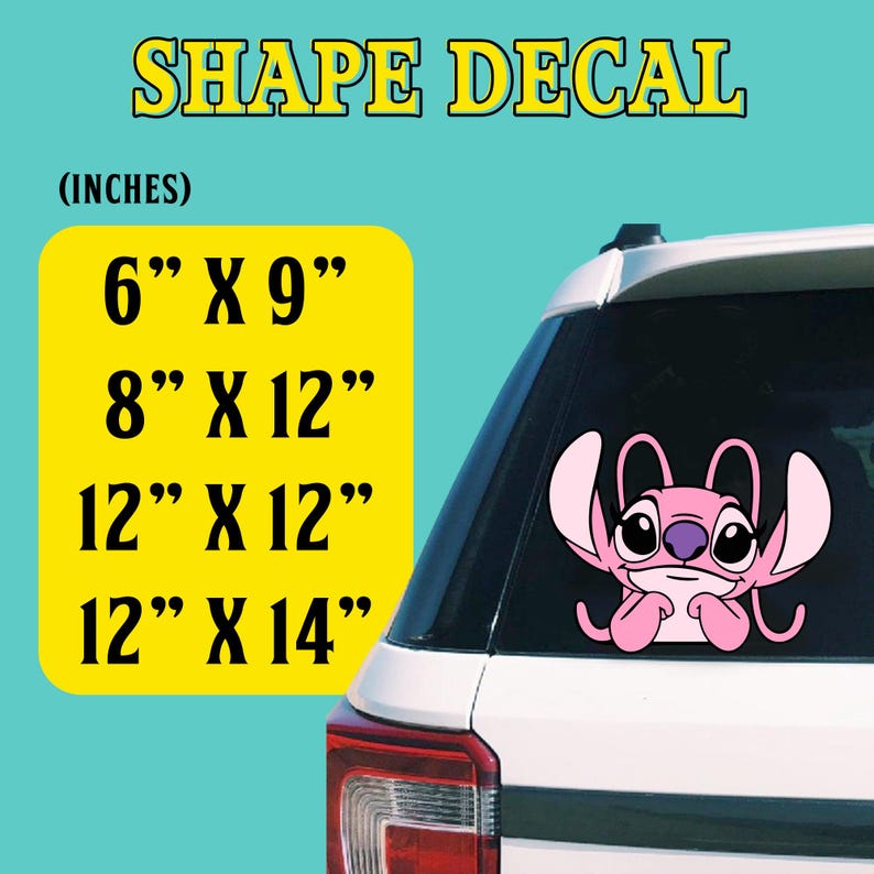 Cute Stitch & Angel Peeking Car Decal, Disney Lilo and Stitch Peeker ...