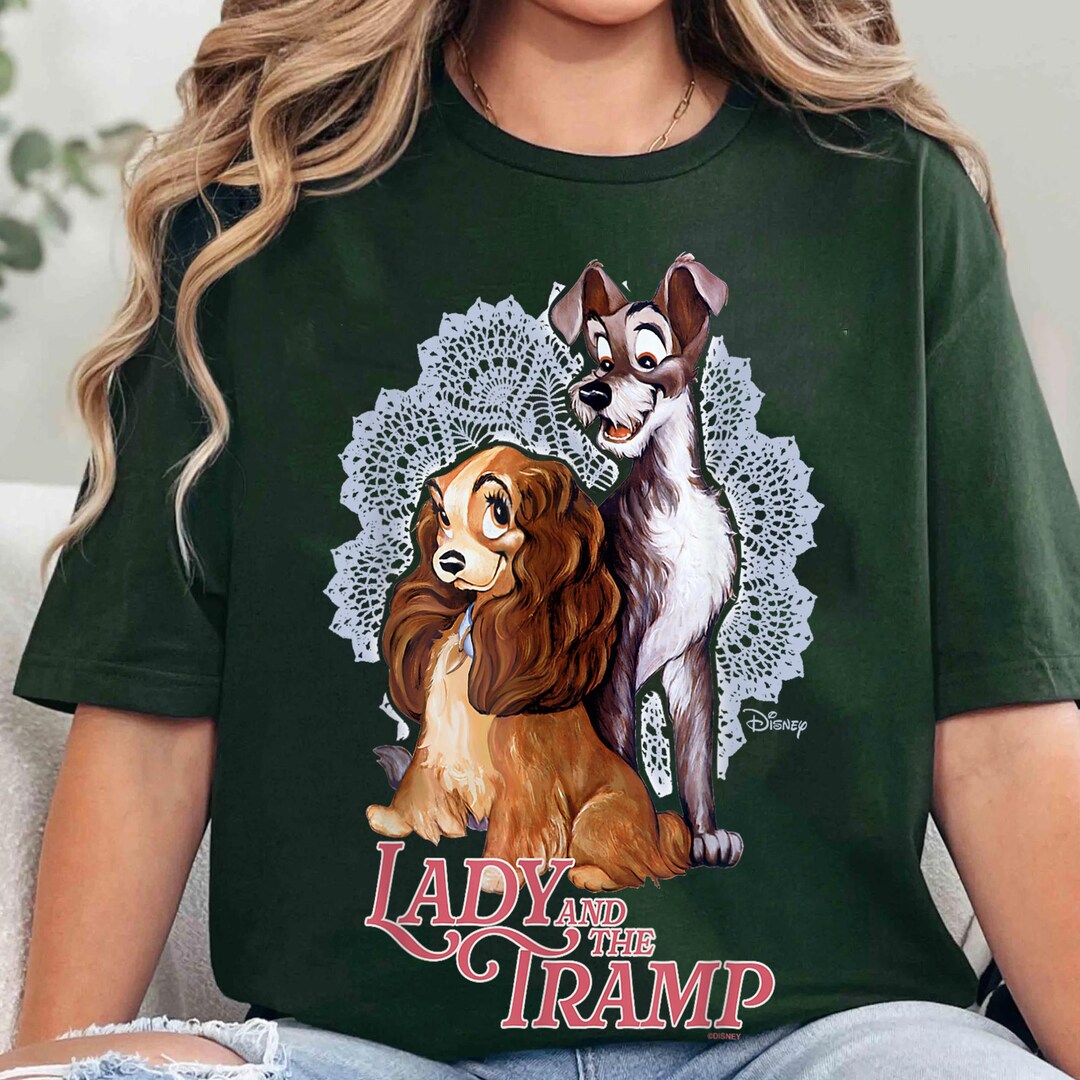 Retro Lady and the Tramp Doily Illustration T-shirt, Lady and the Tramp ...