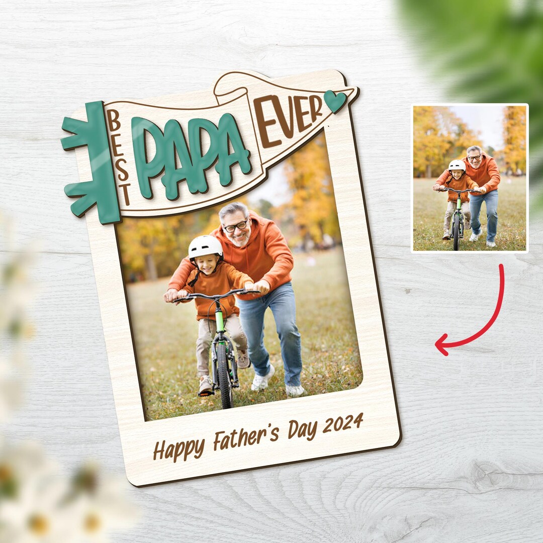 Custom Grandpa Picture Grandkid Name Picture 2 Layer Wood Sign, Best ...