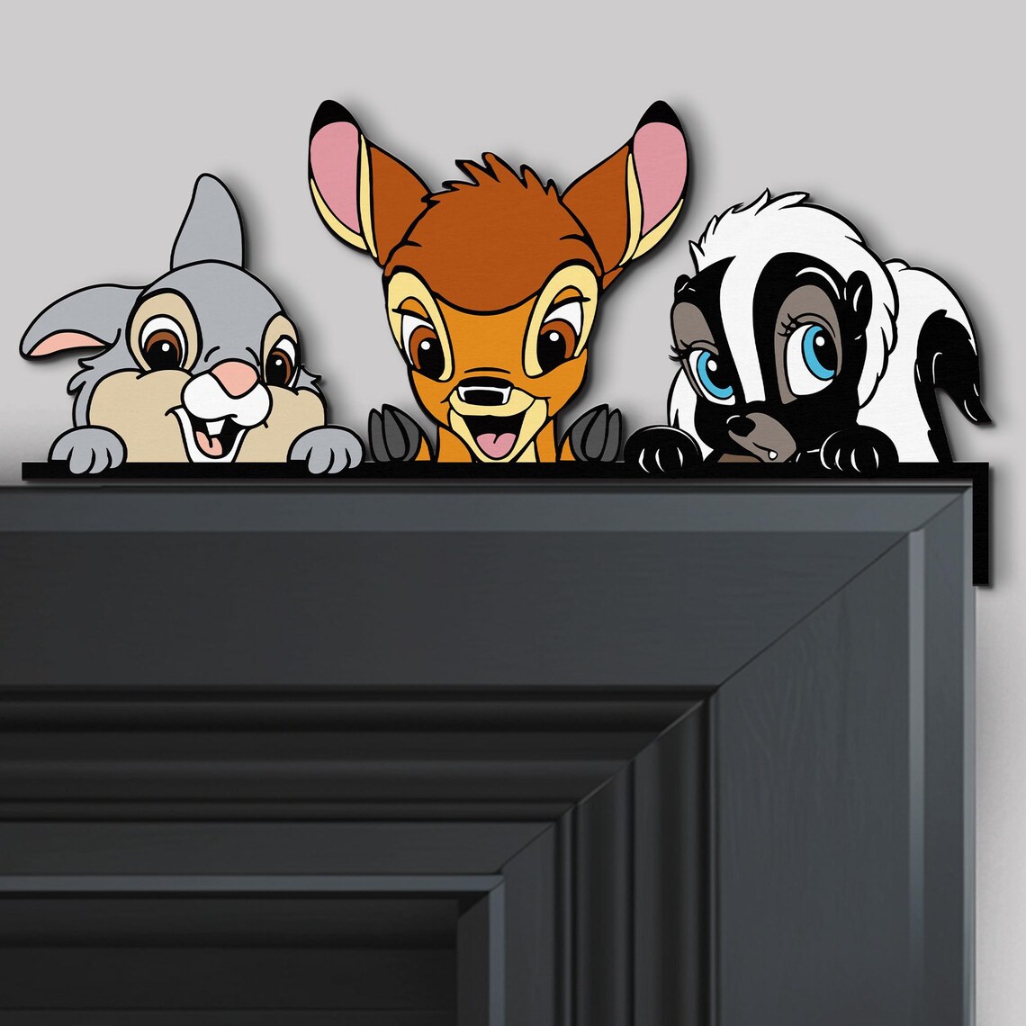 Cute Peekaboo Bambi Thumper & Flower Door Corner Sign, Disney Peeking ...