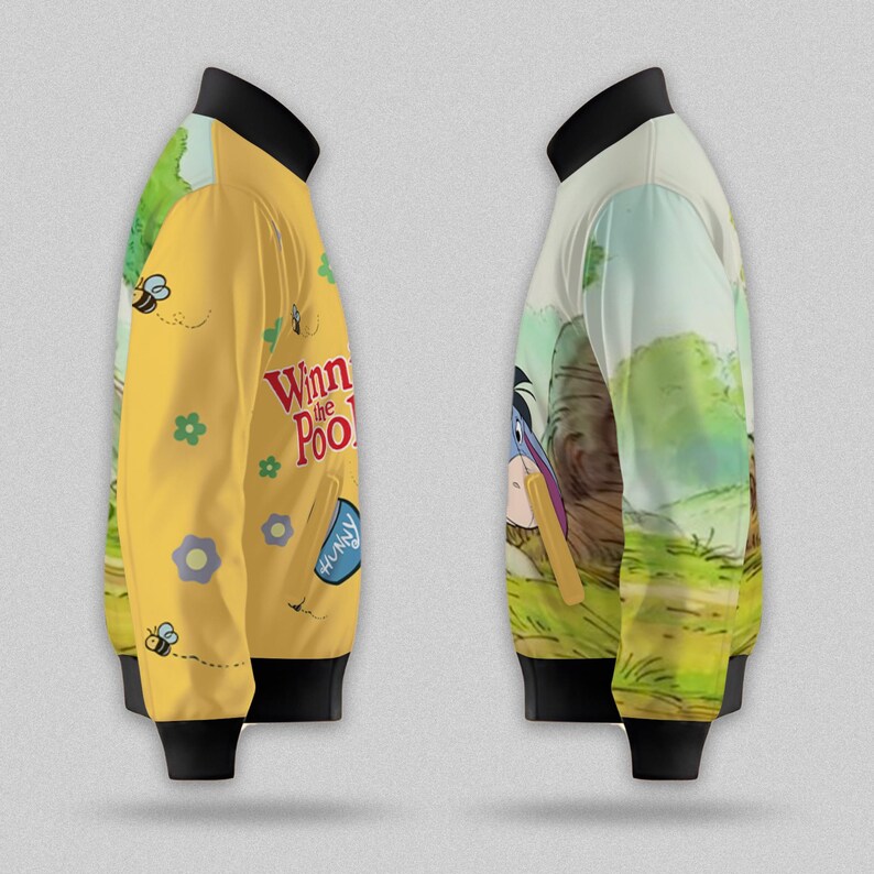 Disney Winnie the Pooh Bomber Jacket, Retro Pooh Piglet Eeyore Tigger ...
