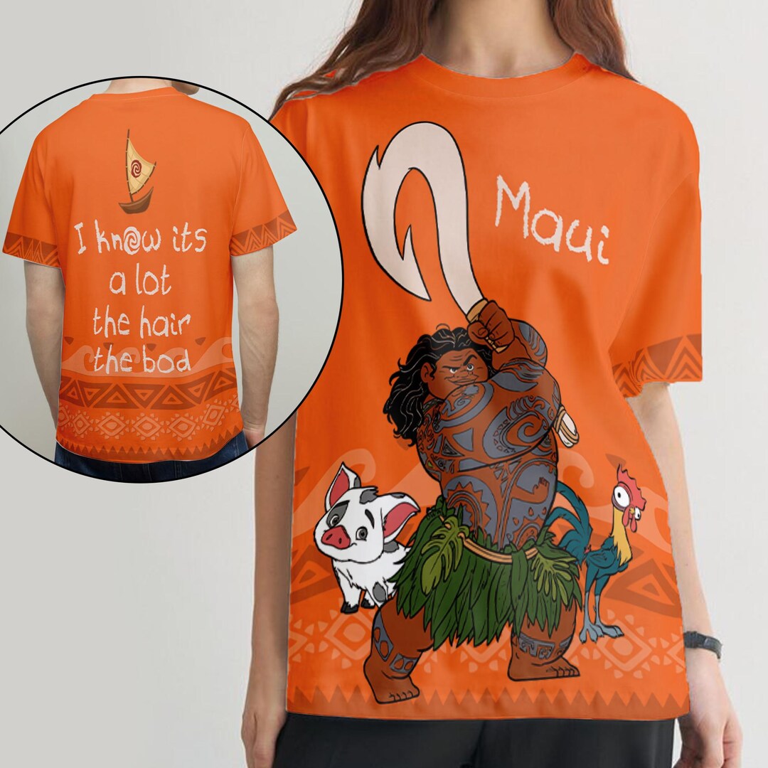 Disney Moana Maui I Know A Lot Hair Bob All Over Print T-shirt, Maui ...