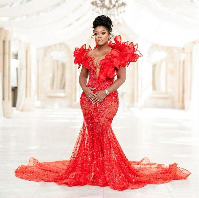 Luxury Evening Dress | Birthday Reception Dress | Prom Dress | Red ...