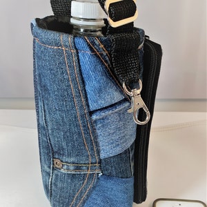 Water Bottle Carrier- Recycled Denim Jeans - Etsy