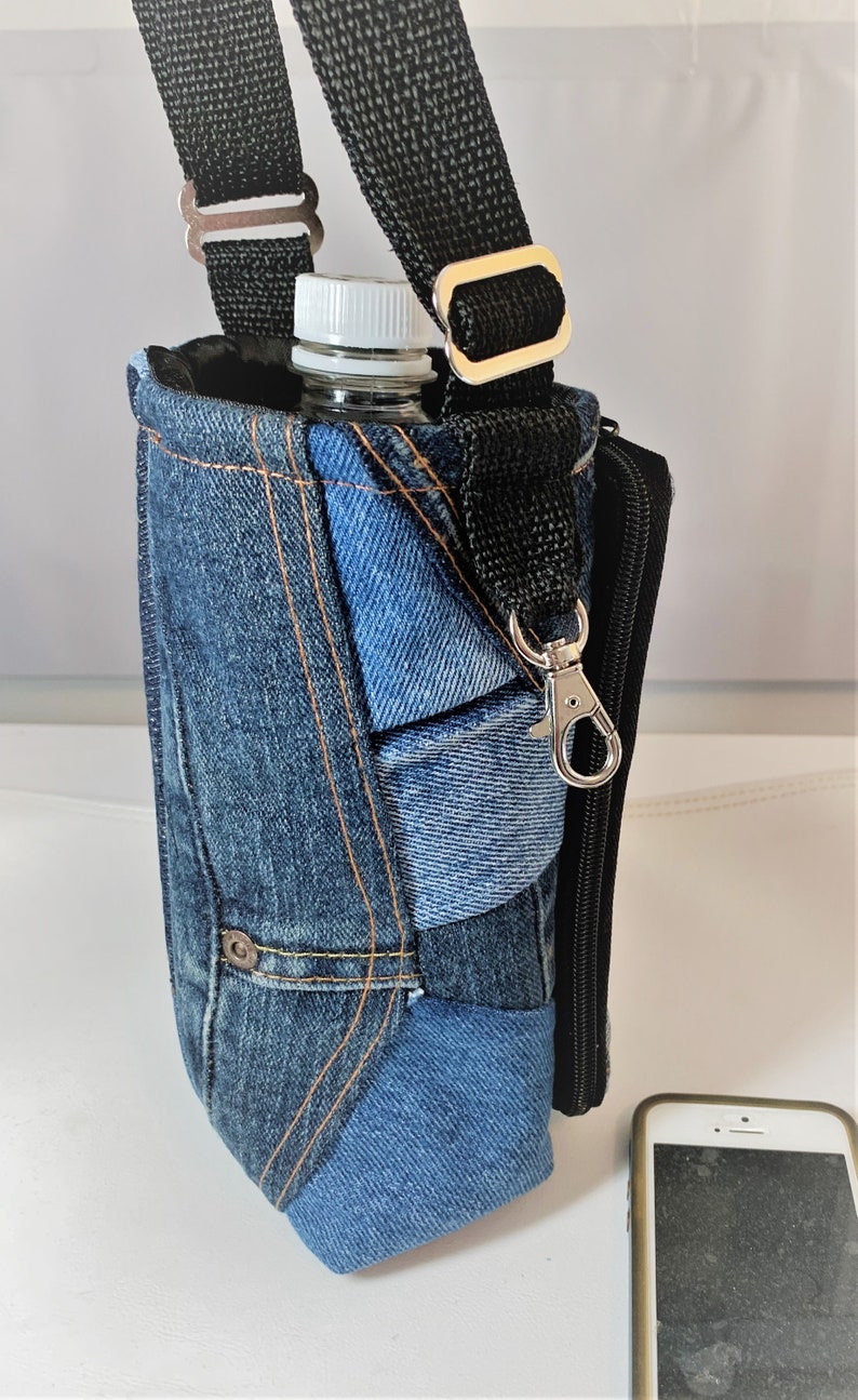Water Bottle Carrier- Recycled Denim Jeans - Etsy