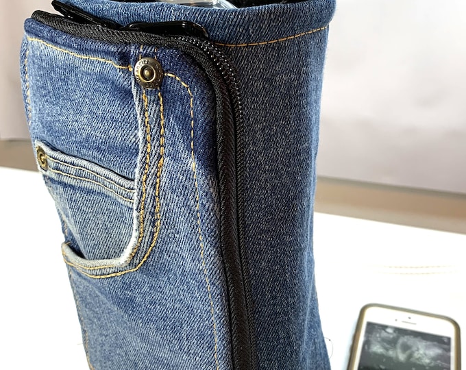 Water Bottle Carrier- Recycled Denim Jeans - Etsy