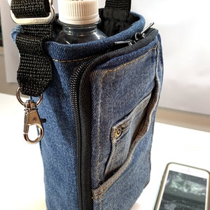 Water Bottle Carrier- Recycled Denim Jeans - Etsy