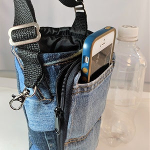 Water Bottle Carrier- Recycled Denim Jeans - Etsy