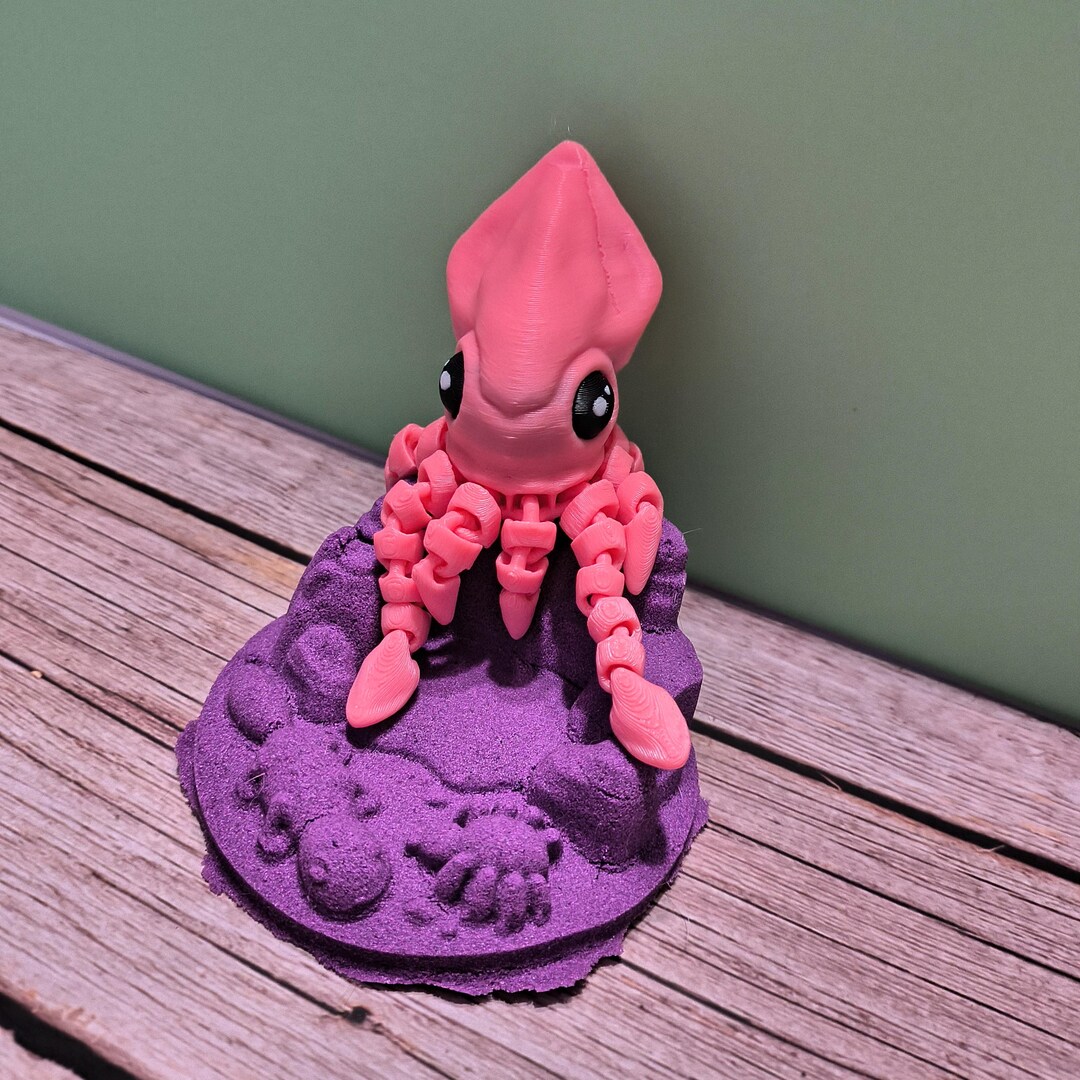 Adorable Pink Articulated Baby Squid Toy Unique Sea Creature Gift for ...