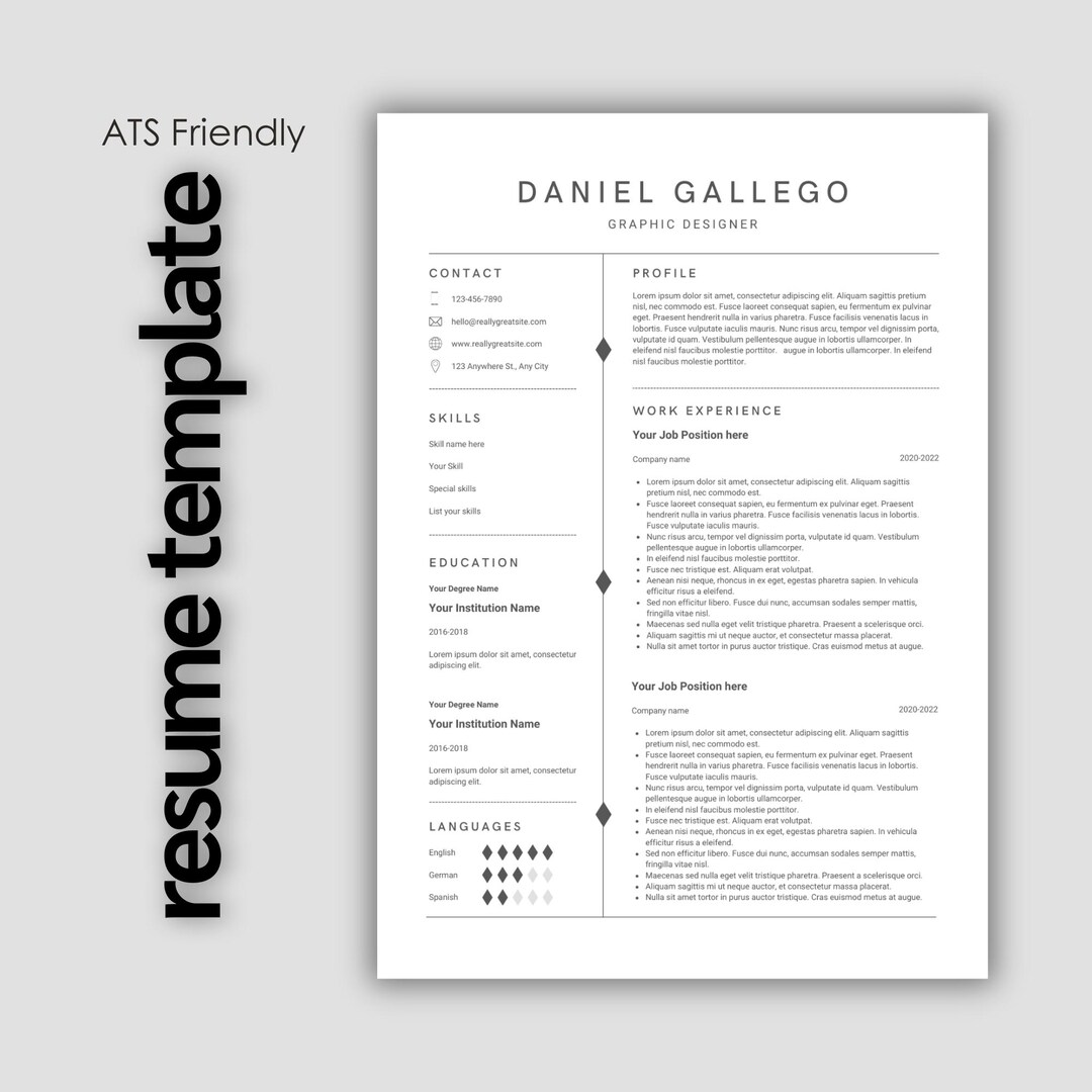 ATS Resume Template for Word, ATS Friendly Resume Template, Minimalist ...