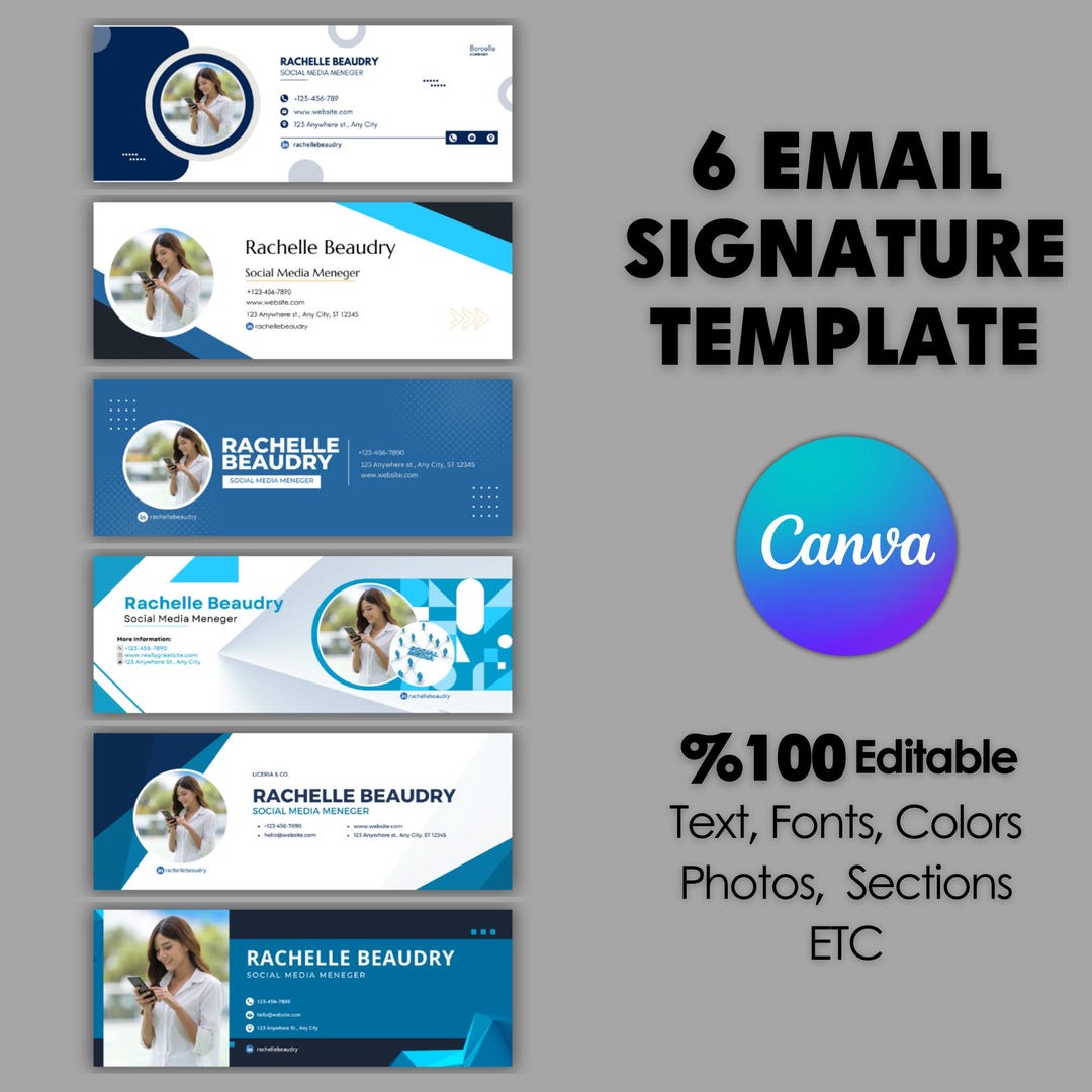 Email Signature Template Bundle for Realtors - Editable Canva Designs ...