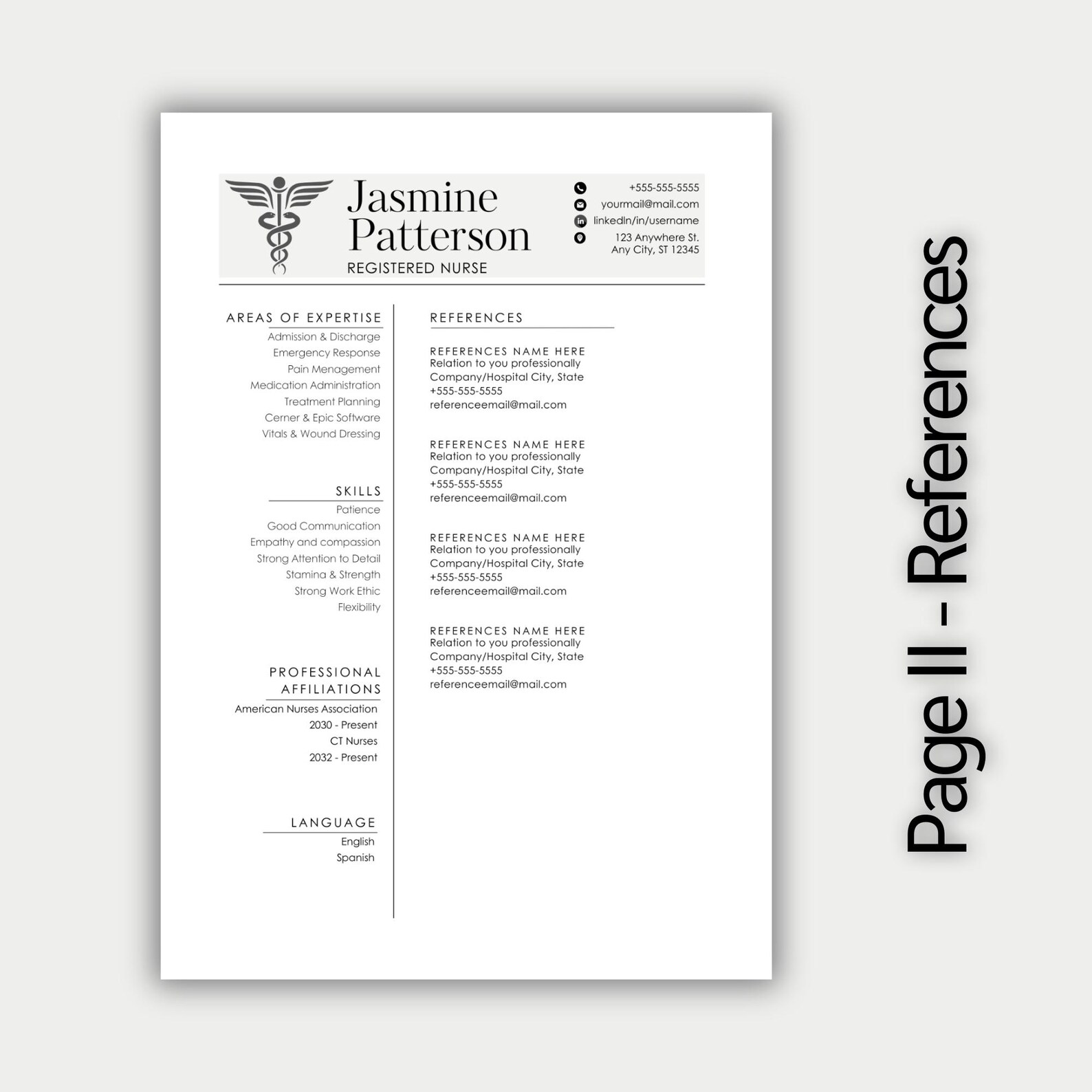 ATS Resume Template for Nurses, ATS Friendly Resume Template, ATS ...