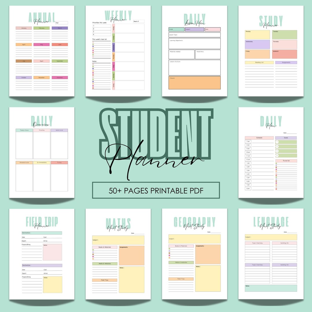 Printable Student Planner Bundle, Digital Academic Student Planner ...