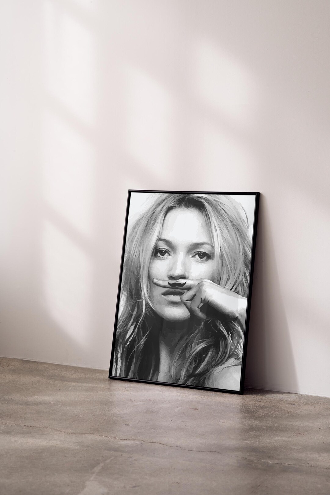 Kate Moss Iconic Moustache Metaphor Drawing Digitally Designed for Wall ...
