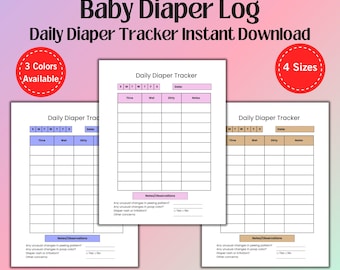 Diaper Log Printable, Baby Diaper Change Tracker Planner PDF, Daily ...