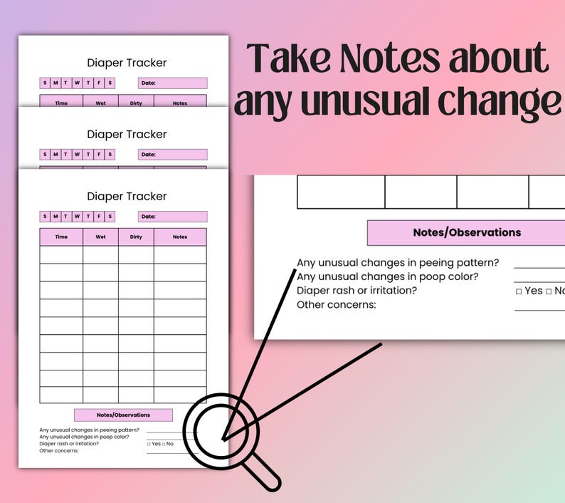 Diaper Tracker Printable, Daily Baby Diaper Changing Log, Infant Diaper ...