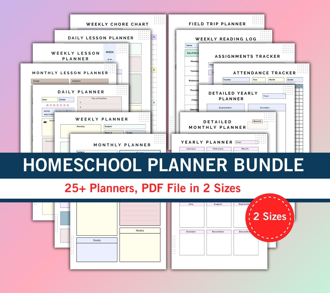 Homeschool Planner Printable, 2025 Academic Calendar, Teacher Planner ...
