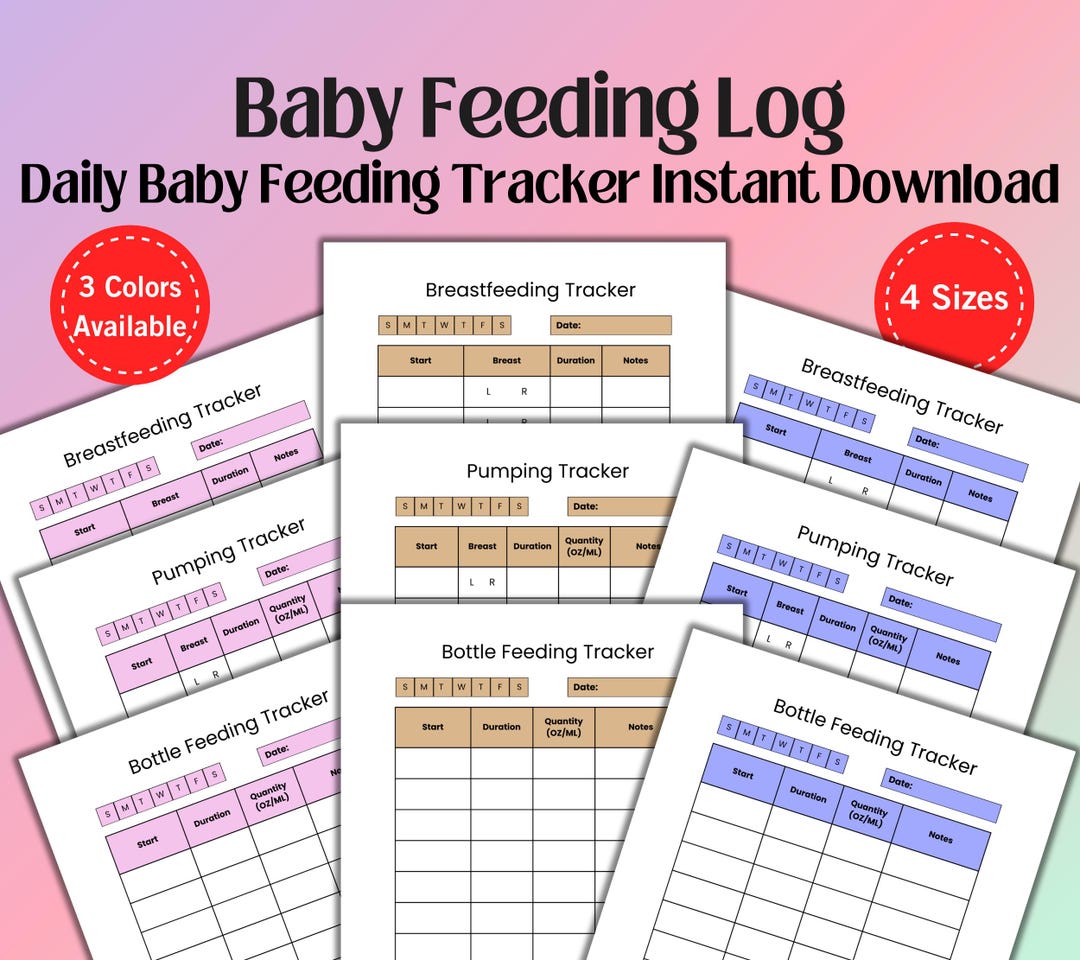 Bottle Feeding Log Printable Baby Feeding Tracker, Newborn Feeding ...