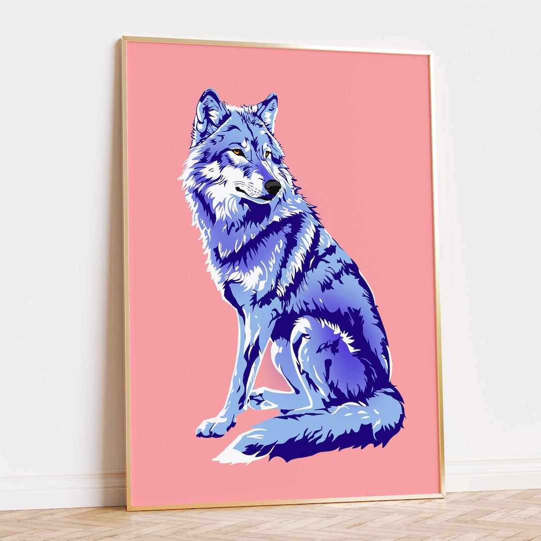 Abstract Wolf Print: Blue & Pink Animal Poster (digital Download) - Etsy