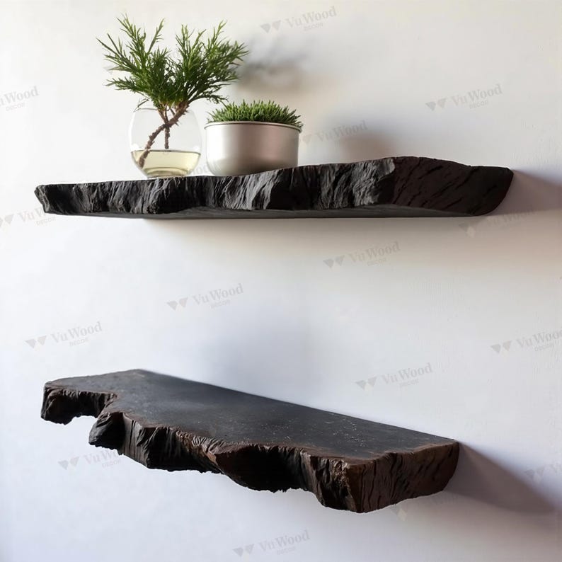 Handmade Black Wooden Floating Shelves for Rustic & Modern Wall Decor ...
