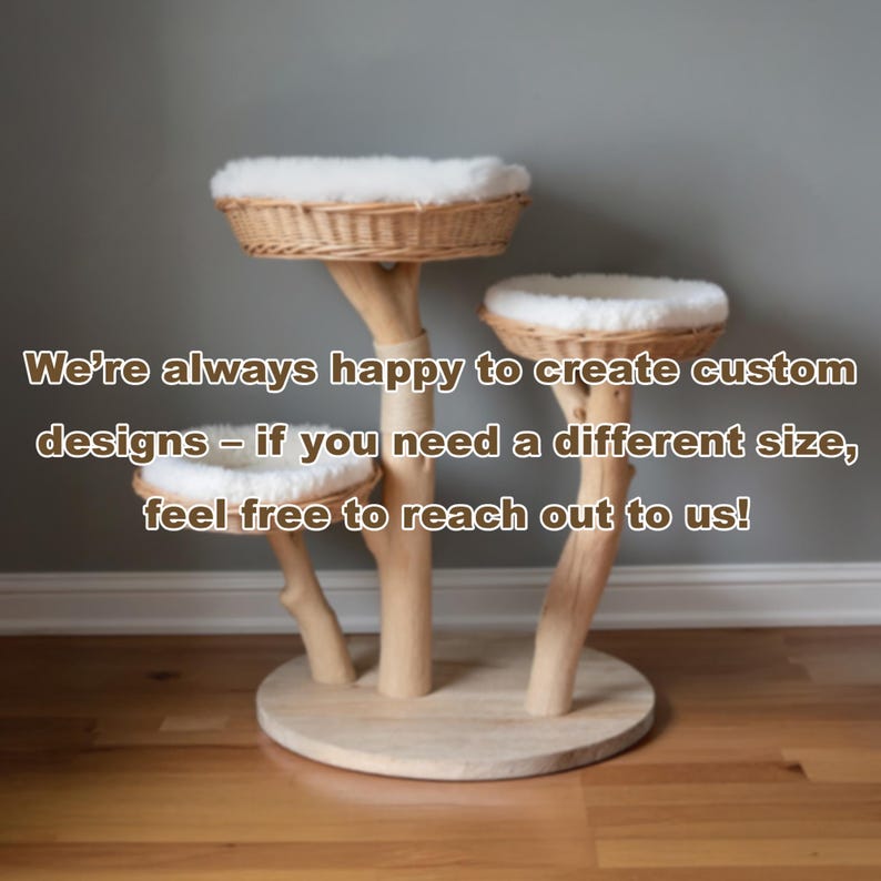 Wicker Cat Tree: Natural Wood Branch, Minimalist Cat Furniture - Etsy