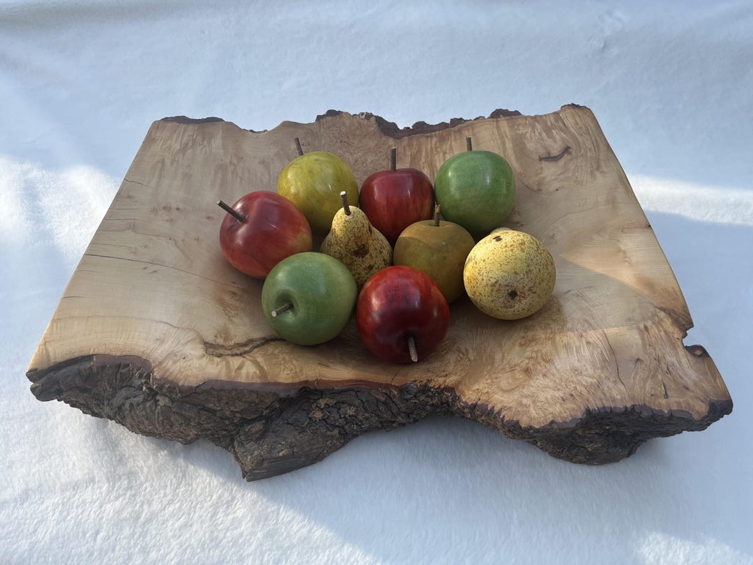 Wooden Fruit - Hand Painted Pears and Apples - Turned and Then Painted ...