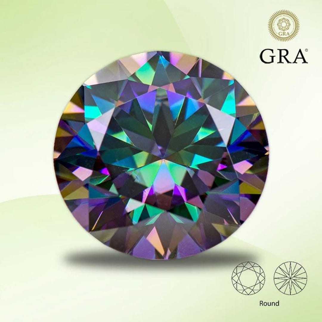 Lab Grown Moissanite Diamonds Rainbow Green Color Loose Brilliant Beads ...