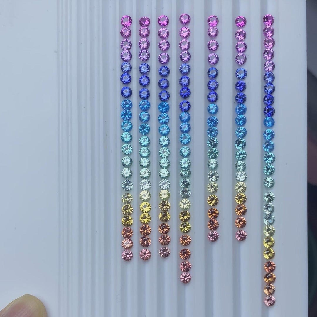 Mixcolor Lab Grown Sapphire Round Cut 4~5mm Rainbow Gradient Gemstones ...