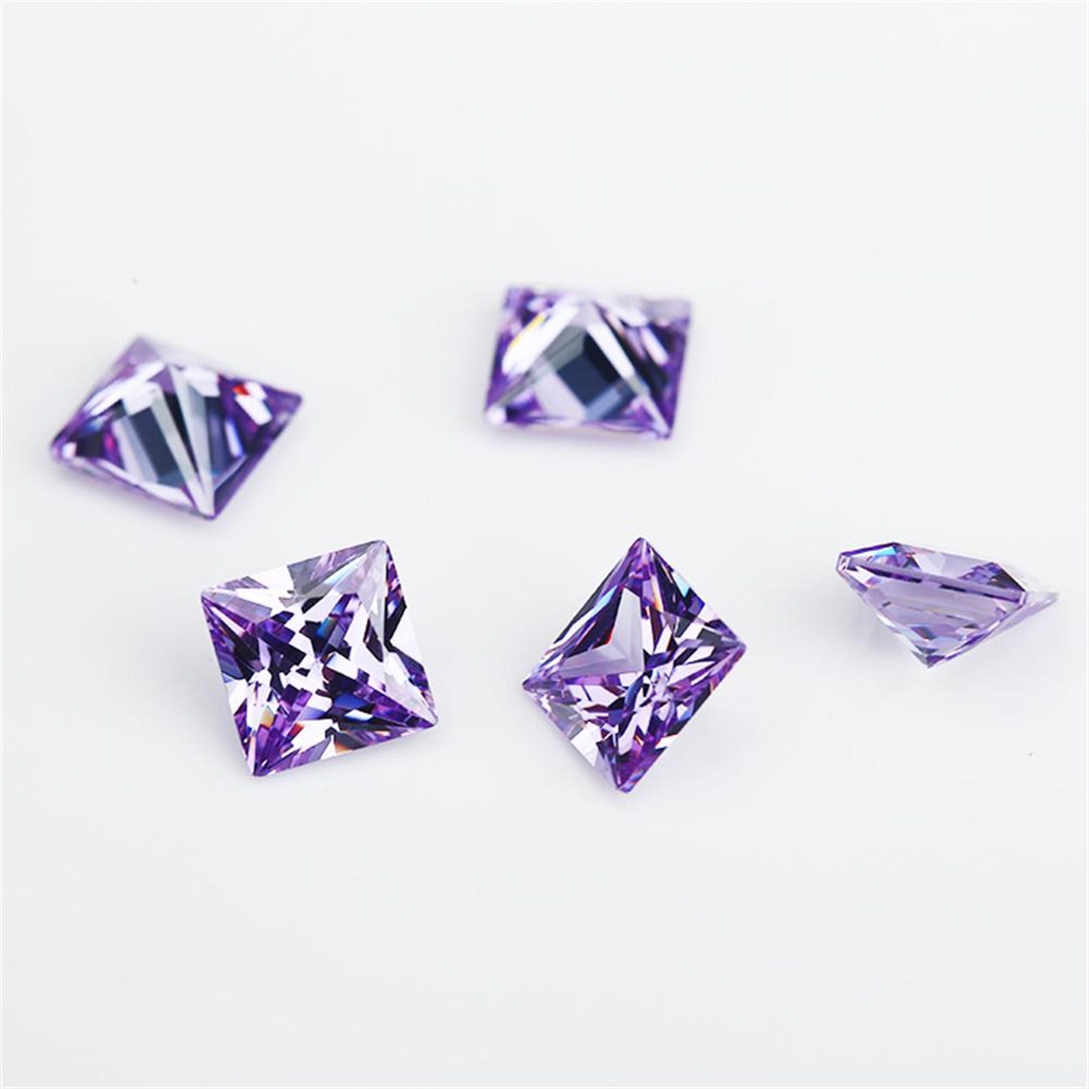 Lavender Color Square Princess Cut CZ Stone Cubic Zirconia Loose ...