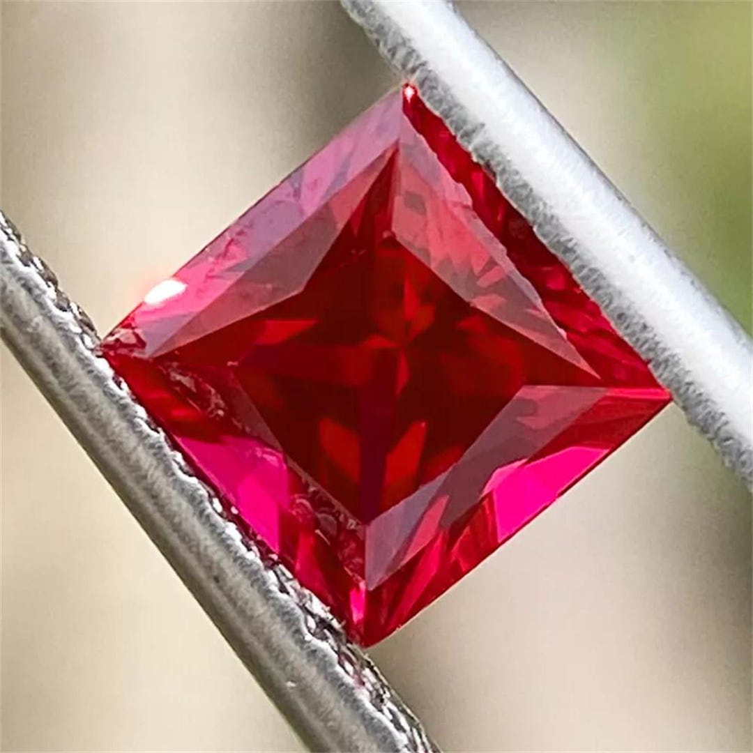 Lab Grown Pigeon Blood Red Ruby, Princess Cut Gemstone - Etsy