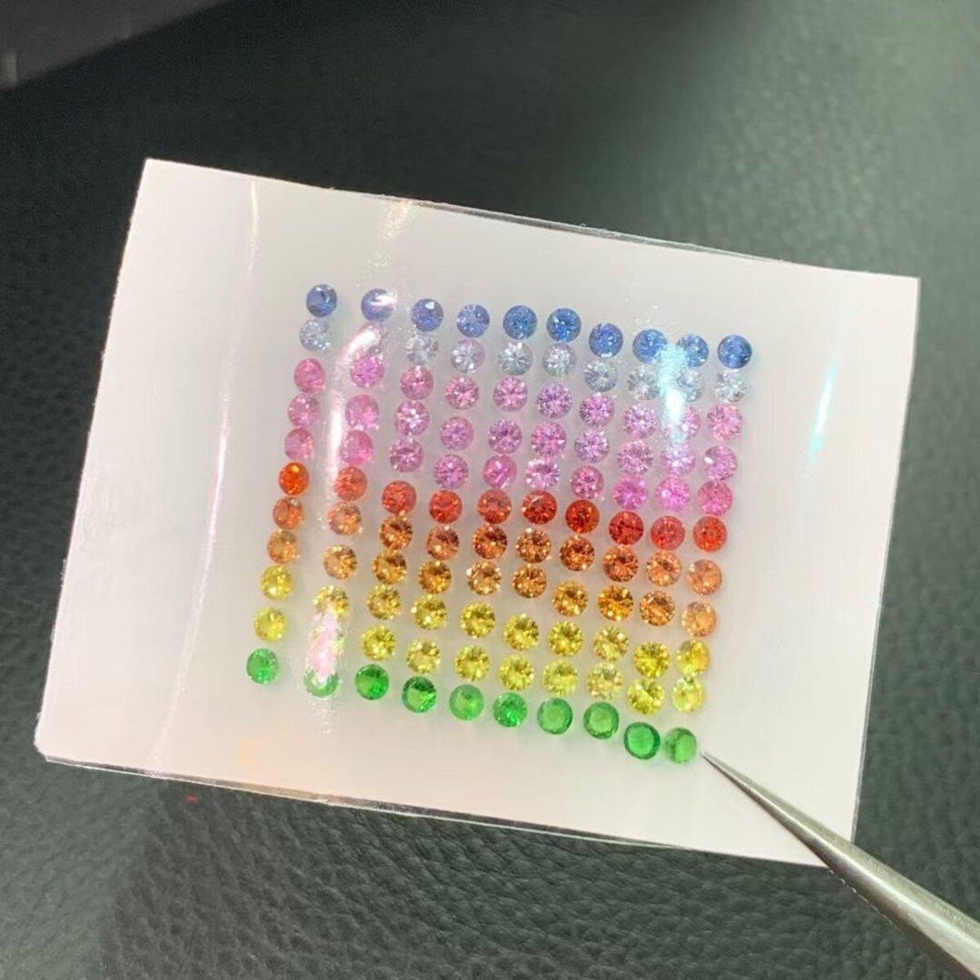 Lab Grown Rainbow Sapphire Round Gemstones for Jewelry Making DIY ...